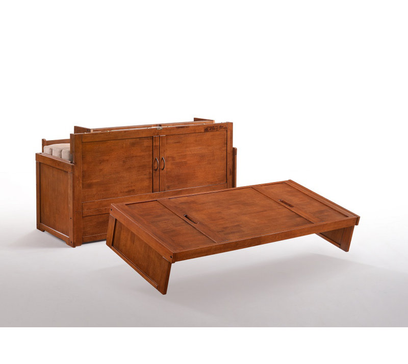 Barham Queen Murphy Bed with Mattress and Power Outlets Cherry
